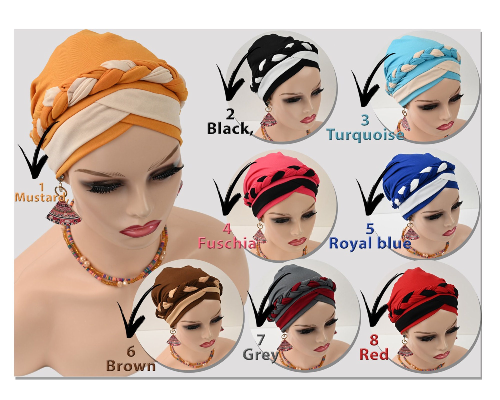 Chemo Caps PRE-TIED BRAIDED Cancer Beanies Chemo Headwear Cancer Caps ...