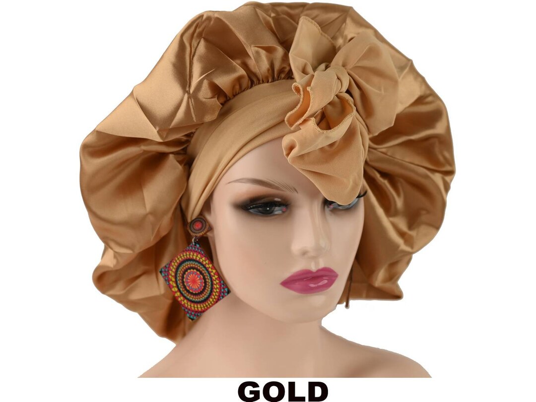 Satin Silk Bonnet With Jersey Wrap, Chemo Hat, Alopecia Hat, Protective ...
