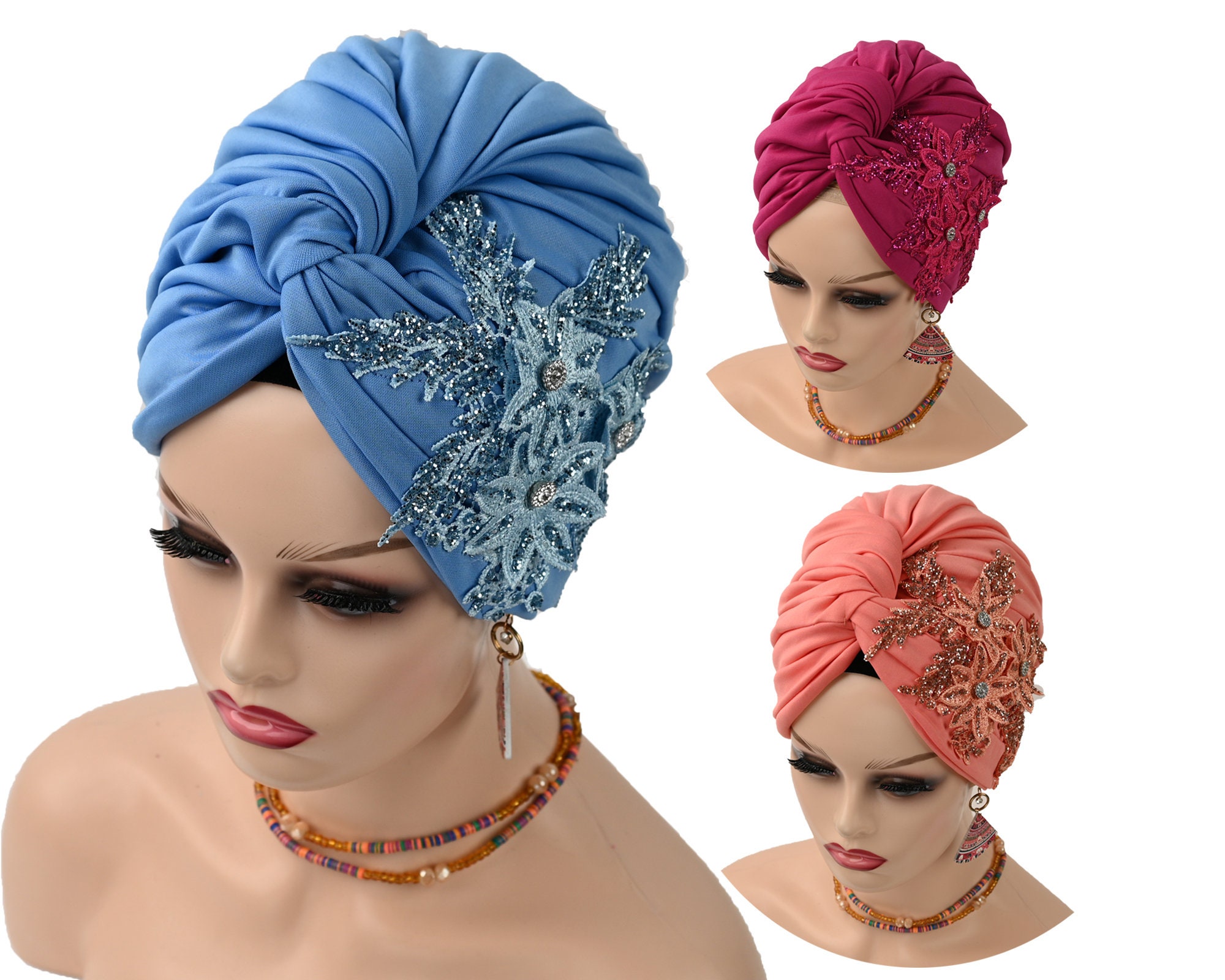 PRE-TIED LUXURY Turban Wedding Instant Turban Headwrap Women Party Wear ...
