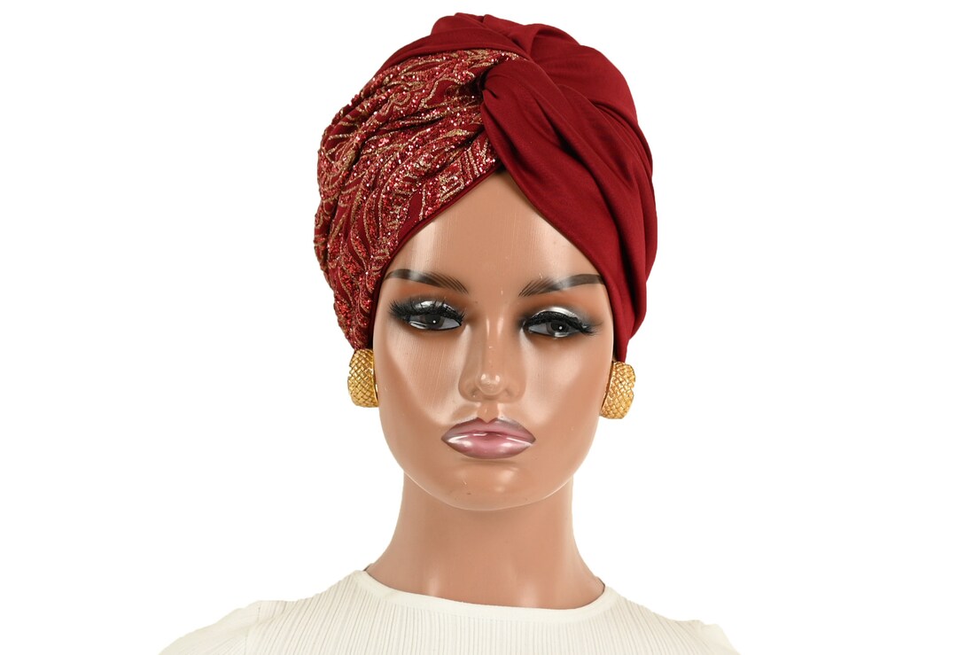TWISTED PREMIUM EXQUISITE Pretied Luxury Turban Wedding Instant Turbans ...