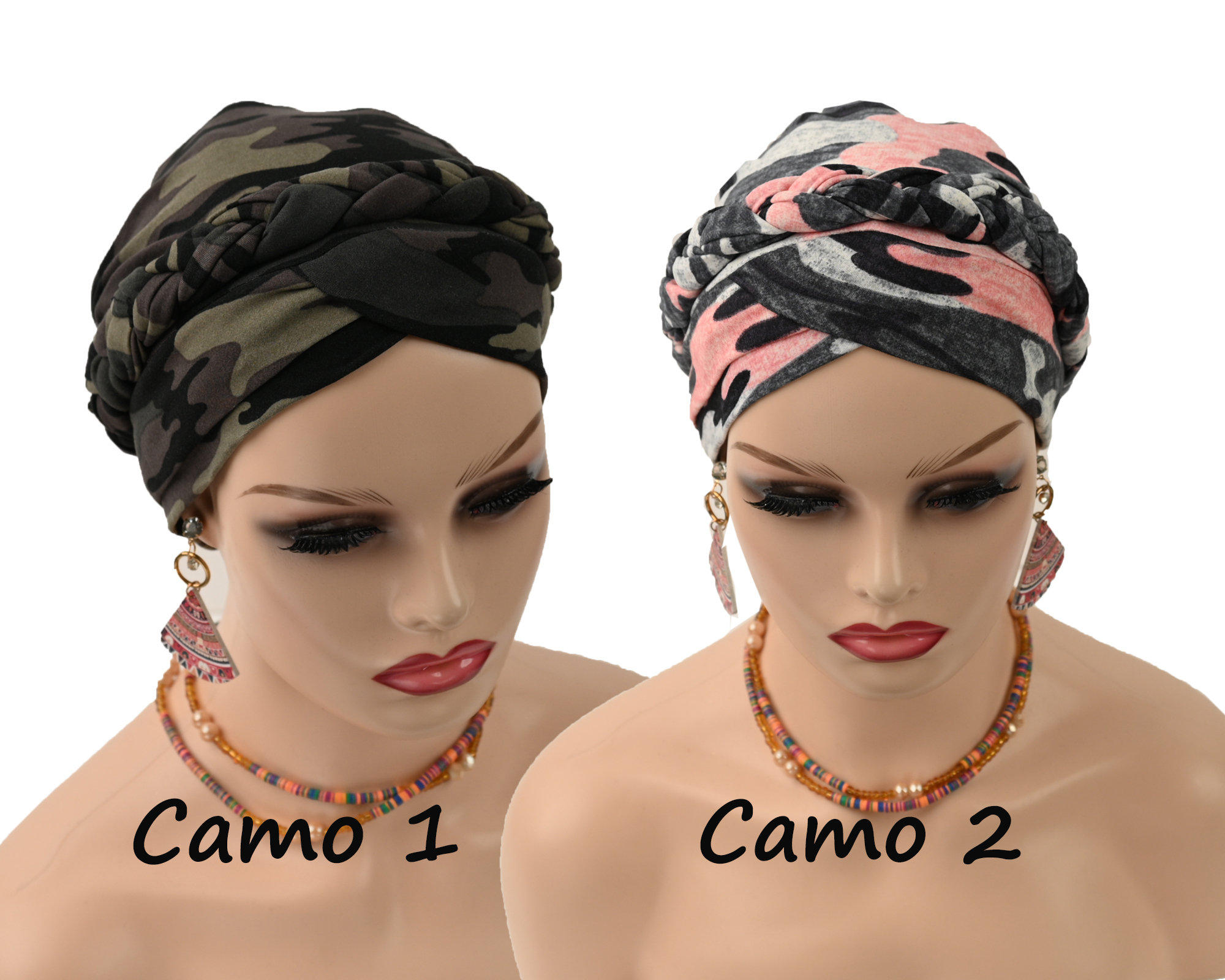BRAIDED PRE-TIED Turban, Full Coverage Cap, Pre-tied Womens Stretchy ...
