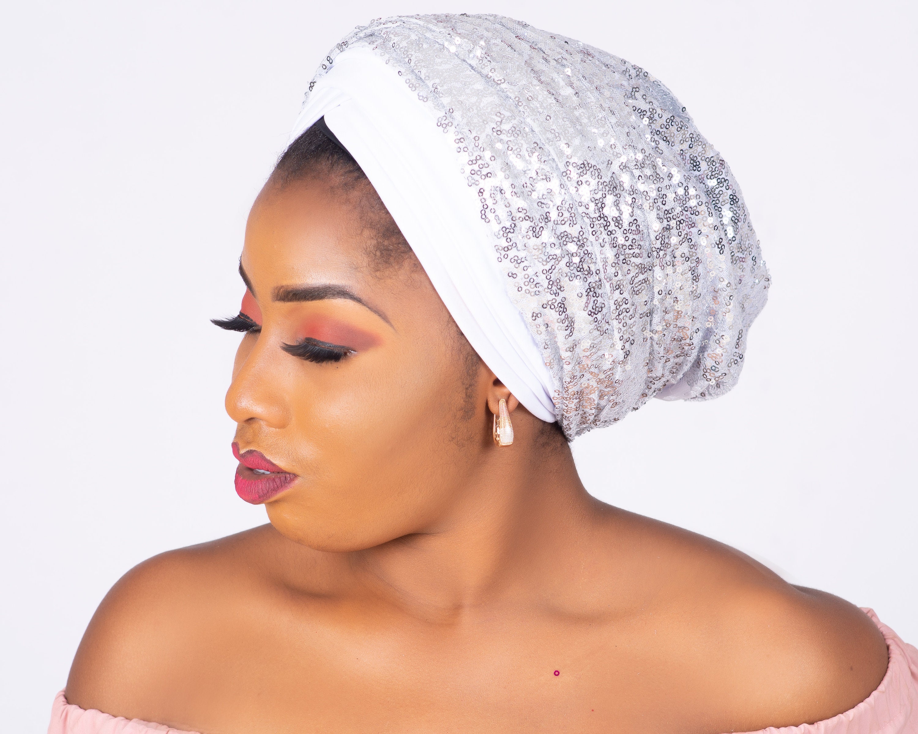 SEQUINS Turban Wrap, One Turban Multi Ways to Style, Beanie Wrap ...