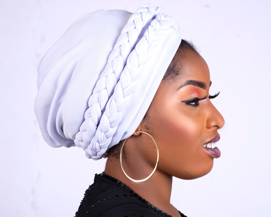 DOUBLE BRAIDED Pre-tied Turban, Chemo Cap, Hair Loss Cover, Ladies ...