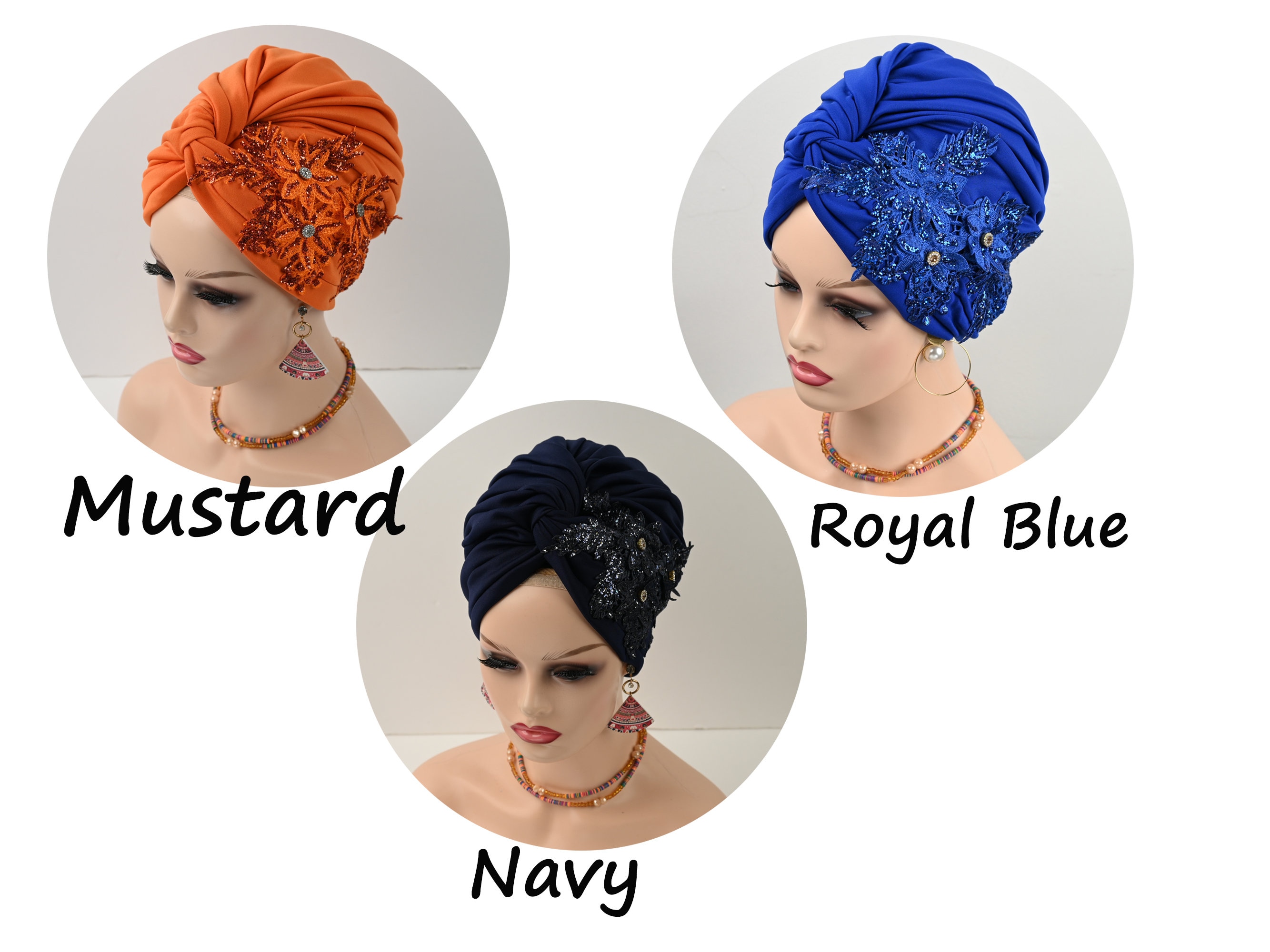 Pre Tied Luxury Turban Wedding Instant Turban Headwrap Women Etsy