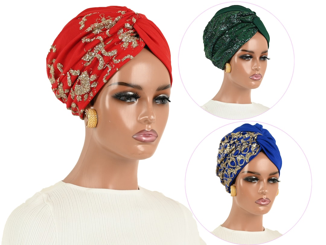 PREMIUM EXQUISITE PRETIED Luxury Turban Wedding Instant Turban Headwrap ...