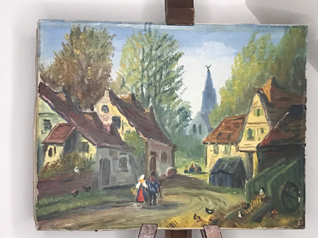 Old Painting Oil on Canvas Anonymous Countryside Scene From - Etsy