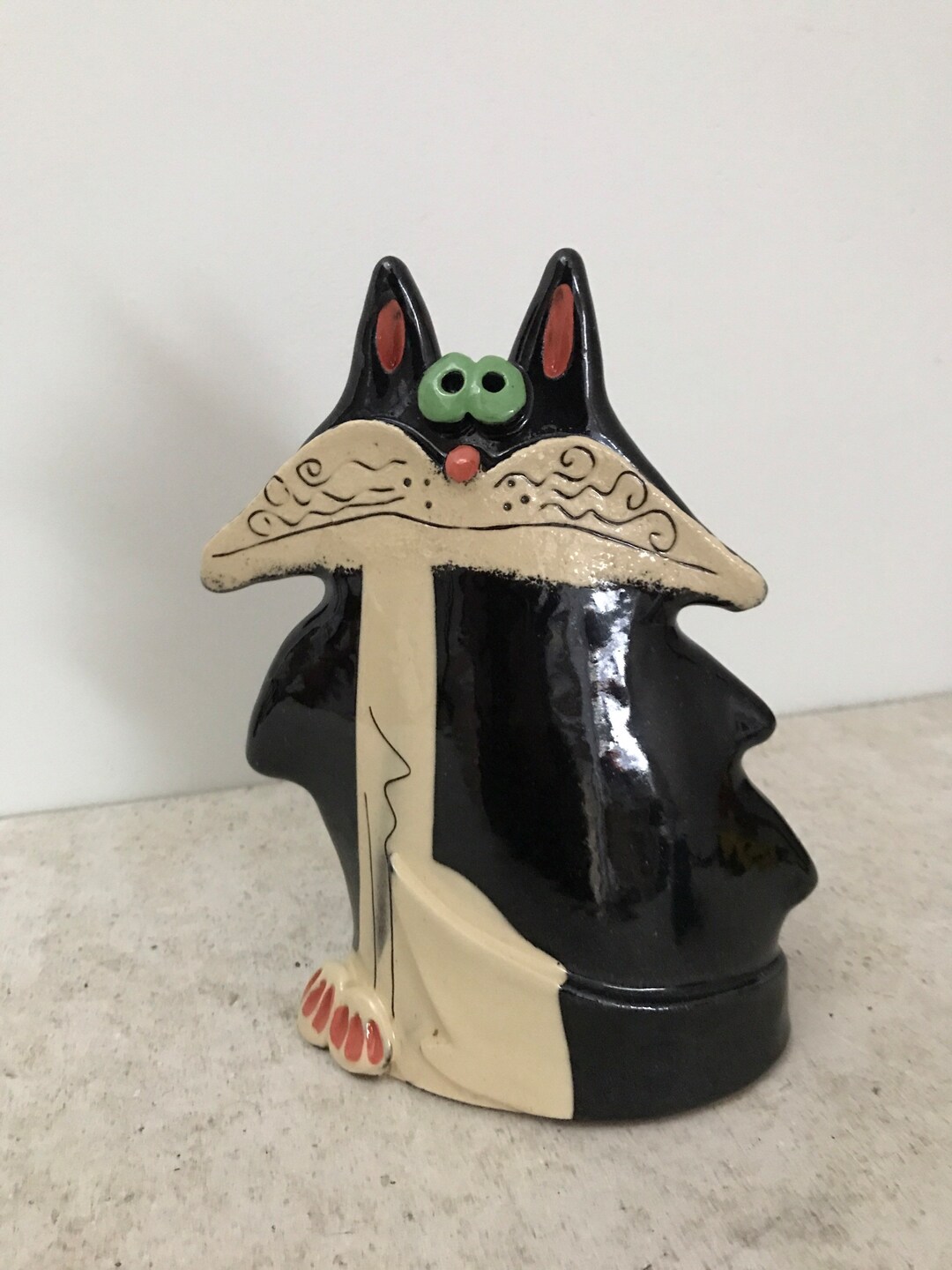 Statuette of a Stylized Cat in Glazed Terracotta Circa 1970 - Etsy