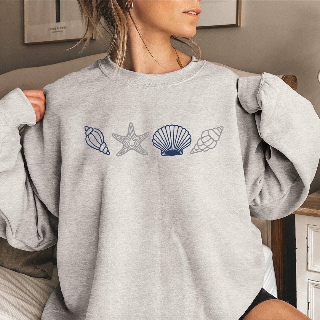 Seashell Sweatshirt, Beach Sweatshirt, Summer Woman Sweatshirt ...