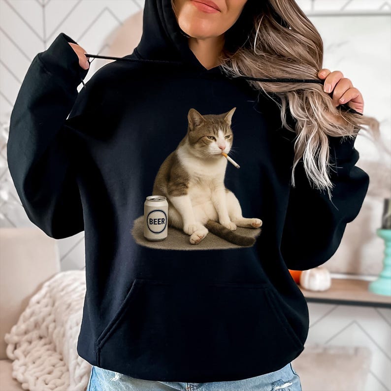 Funny Smoking Cat Meme Hoodie, Gen Z Humor - Etsy
