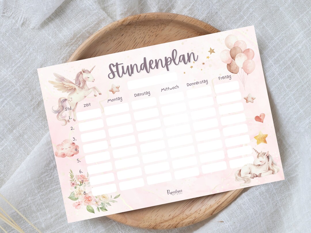 Magnetic Unicorn Timetable for Girls, DIN A4 Wipeable Reusable Weekly ...