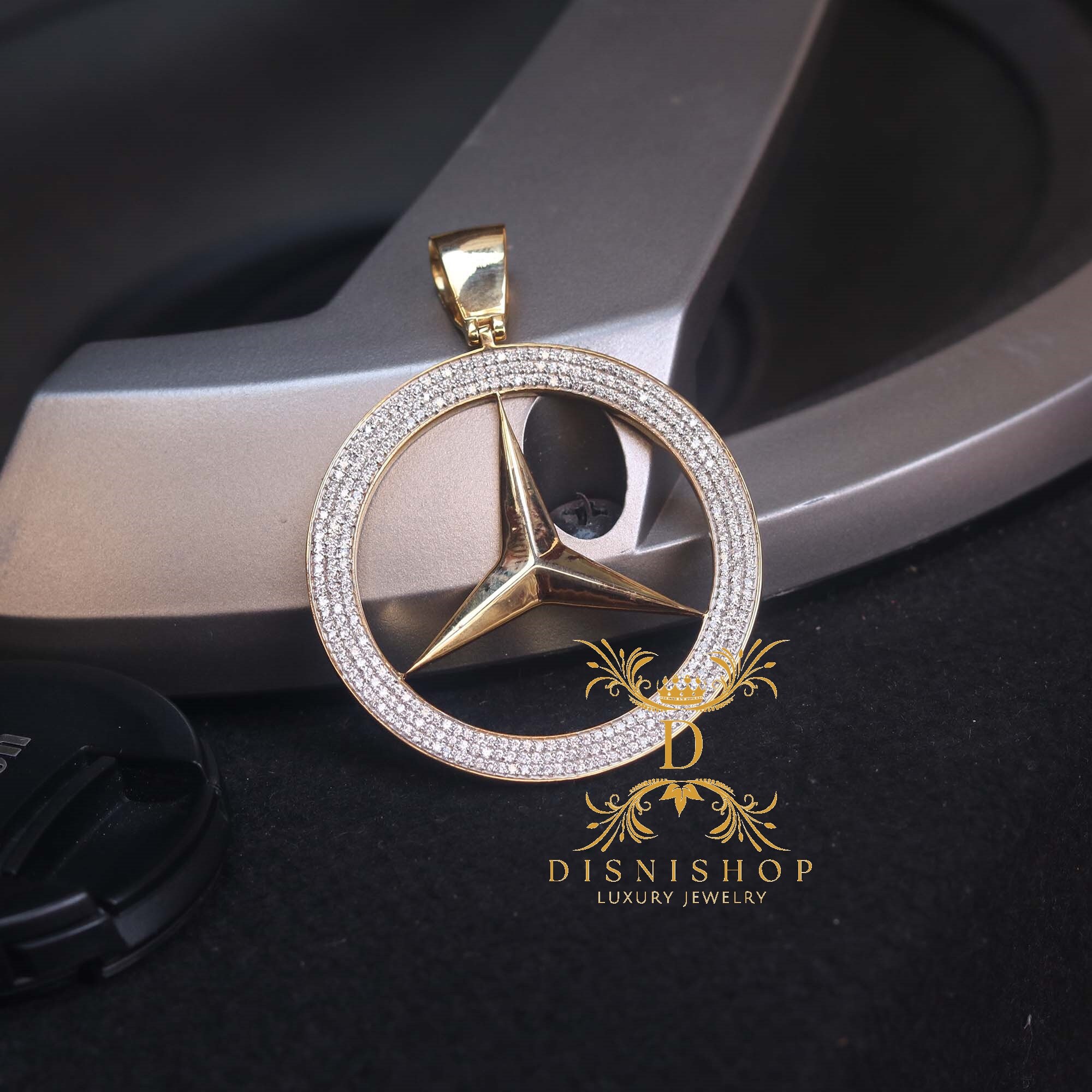 1.21 Ct Diamond Mercedes Benz Logo Pendant - Etsy