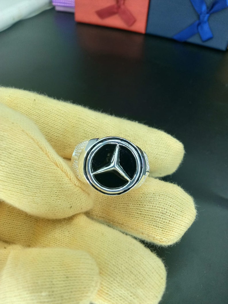 Mercedes-benz Mens Ring, 14K White Gold - Etsy