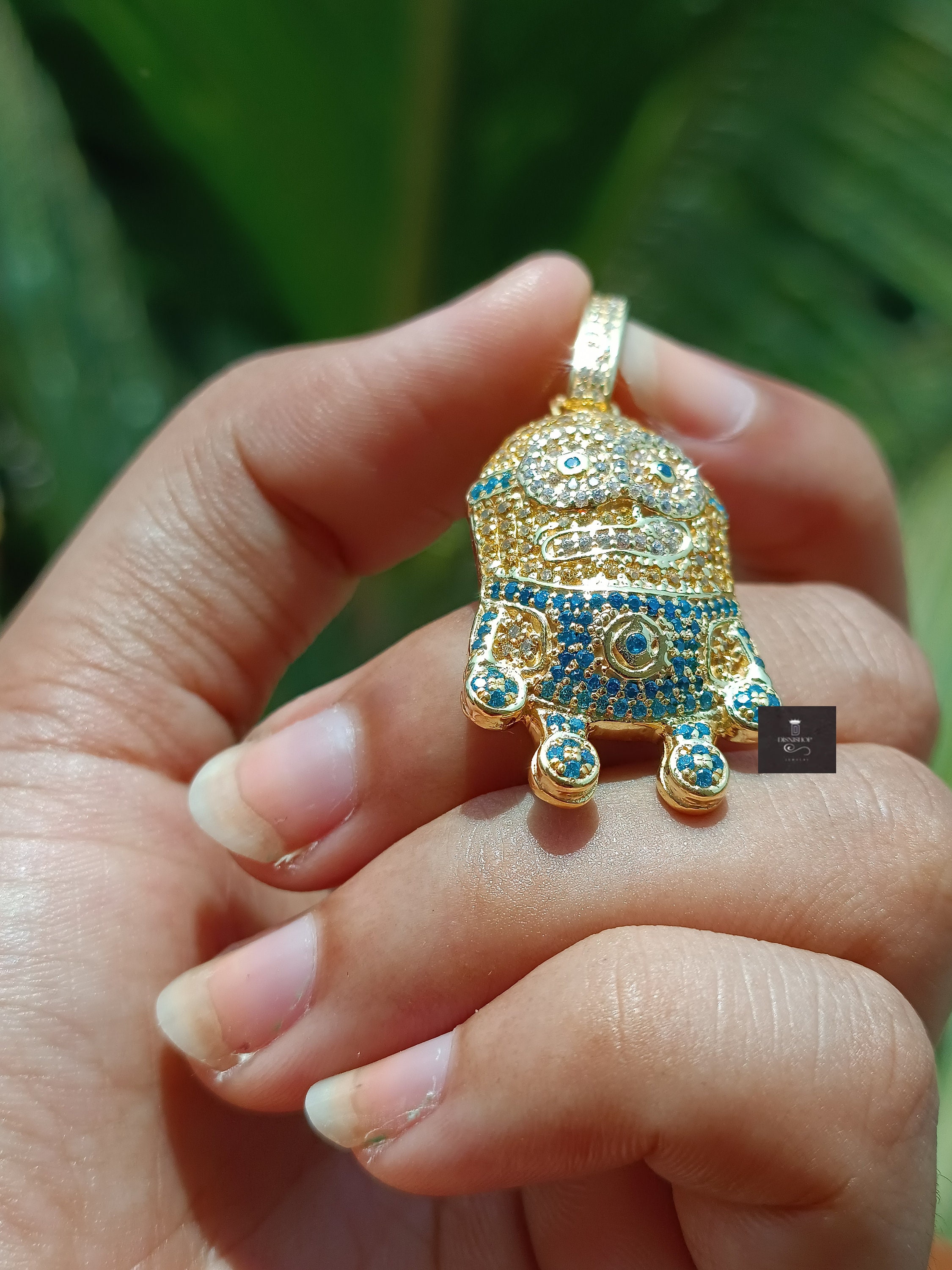 Hip Hop Hand Made Minion Tiny Cartoon Character Pendant, Iced Out Multi ...