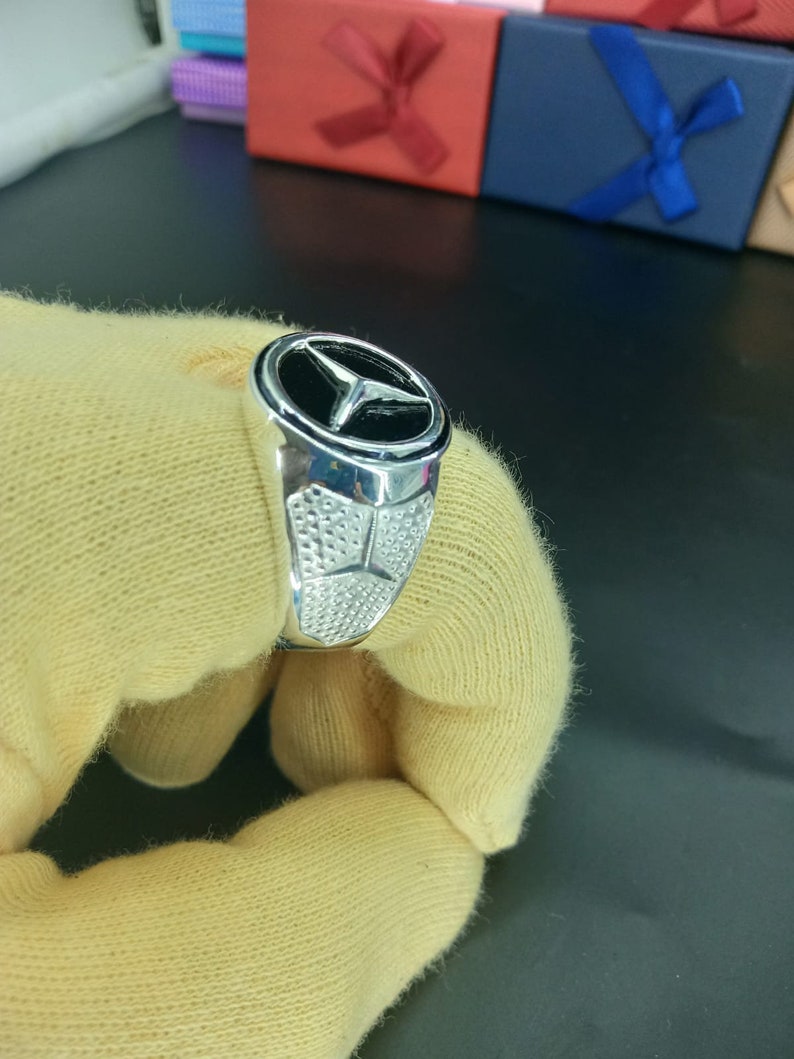 Mercedes-benz Mens Ring, 14K White Gold - Etsy