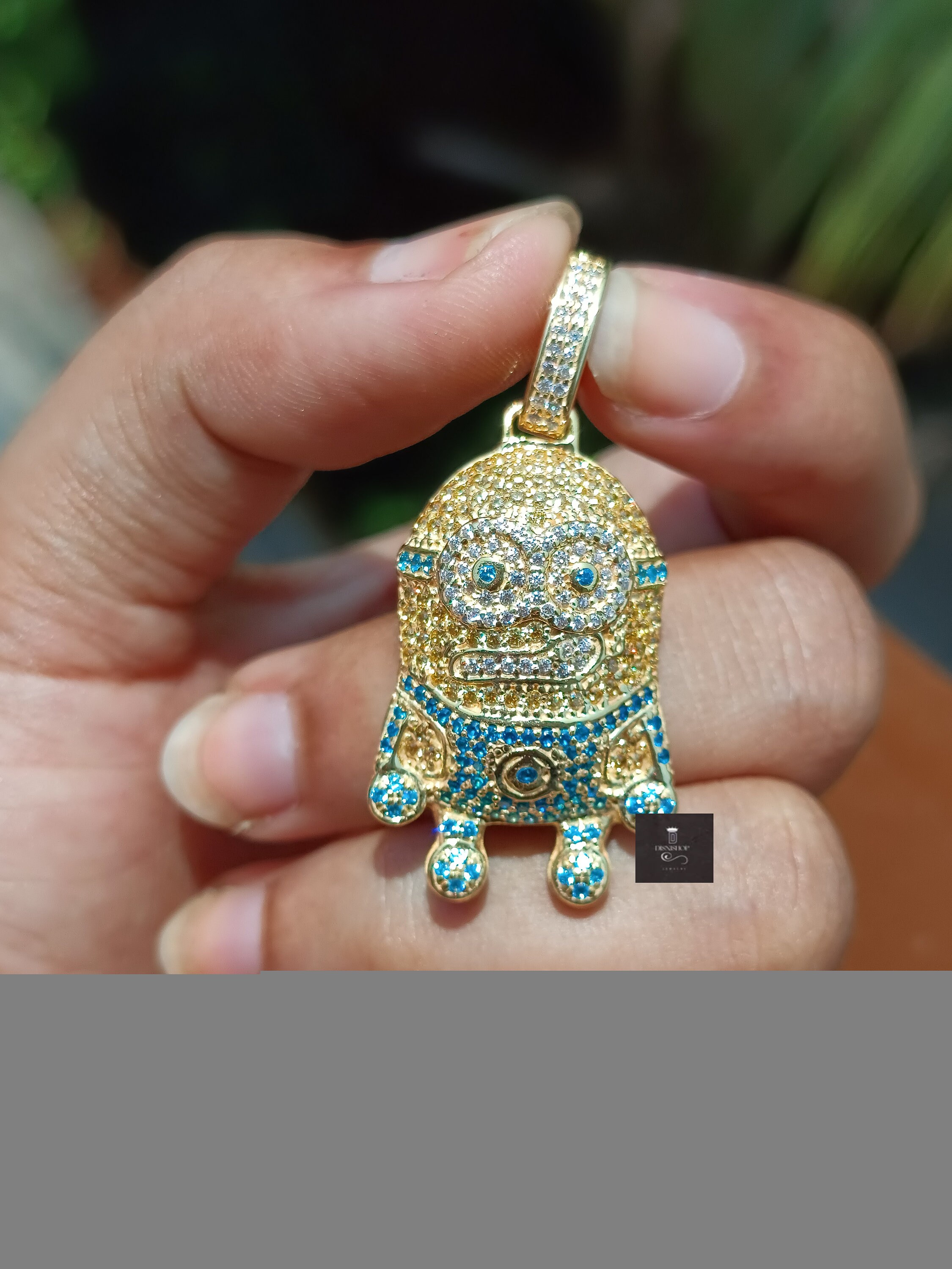 Hip Hop Hand Made Minion Tiny Cartoon Character Pendant, Iced Out Multi ...
