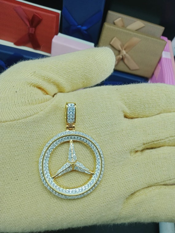 1.09 Ctw Diamond Mercedes Benz Logo Pendant - Etsy