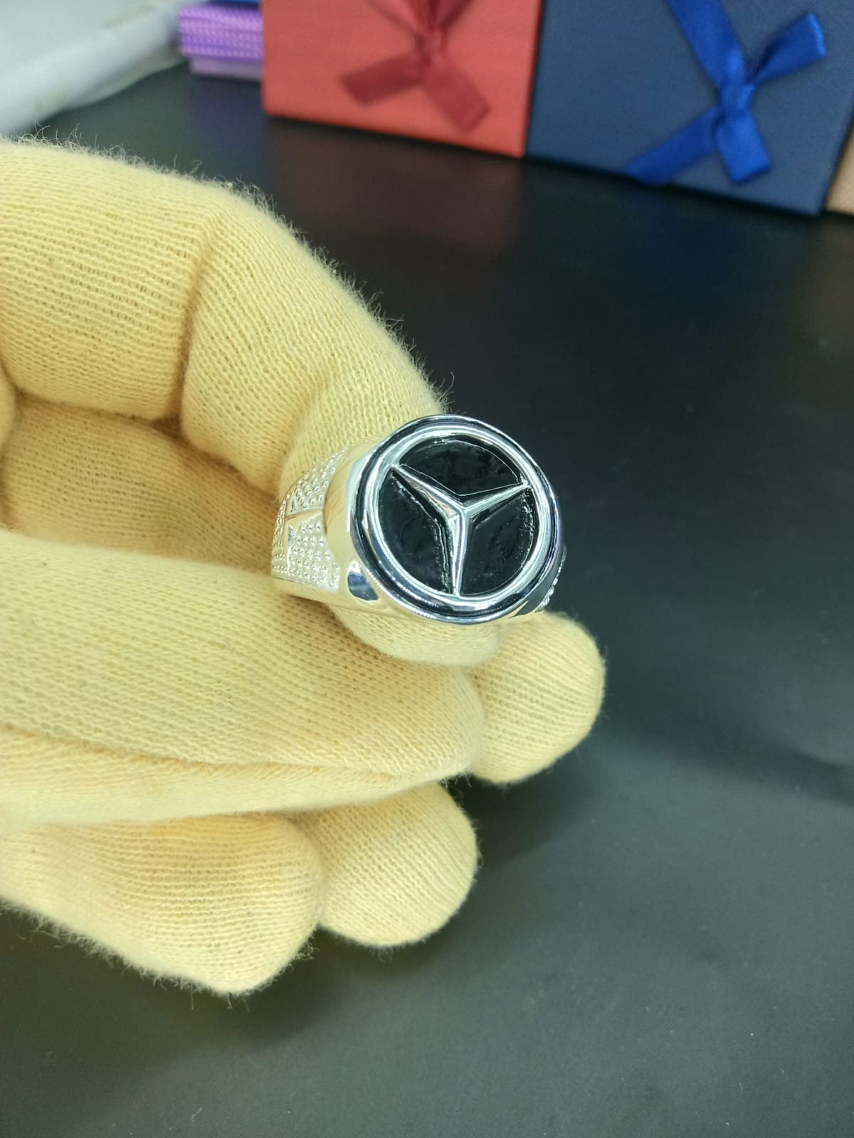 Mercedes-benz Mens Ring, 14K White Gold - Etsy