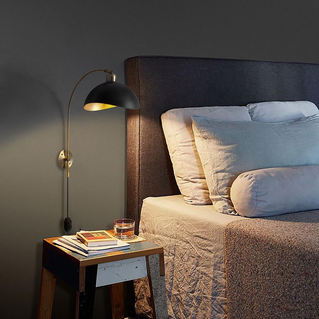 Luna Bella Wall Sconce - Weathered Brass, Matte Black, Plug-in - Etsy