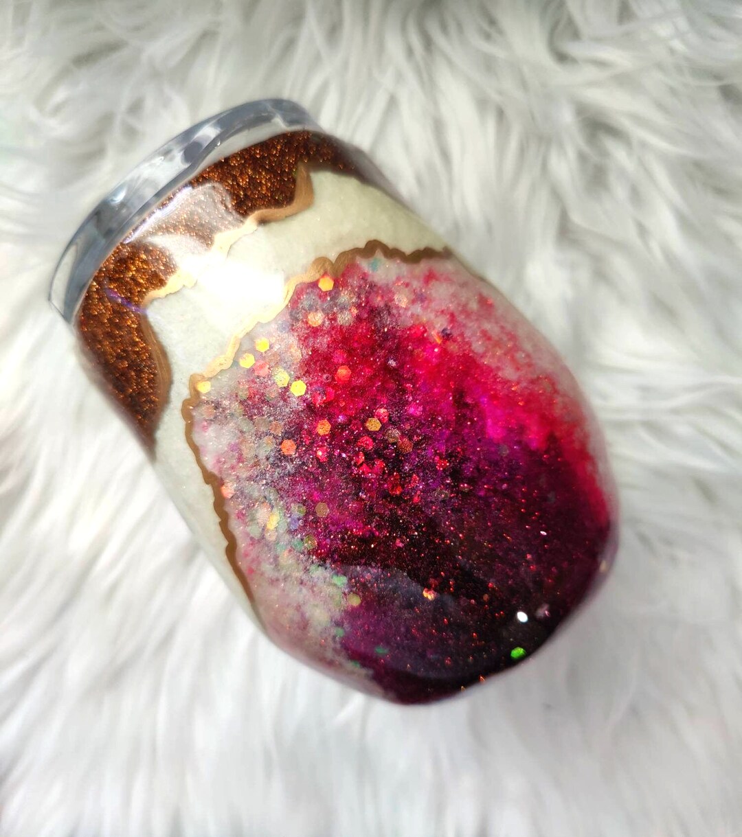 Geode Tumblers With Lid and Straw, Agate Slice Glitter Travel Mugs ...
