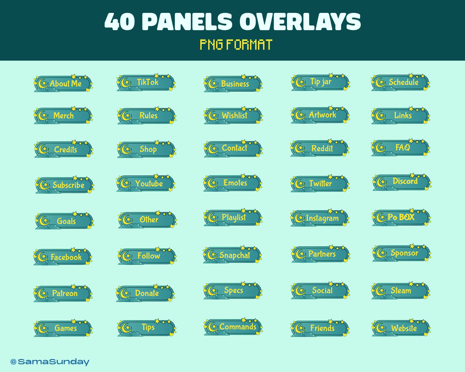 Stream Overlay Package Twitch, Green Moon and Star Stream Overlay ...