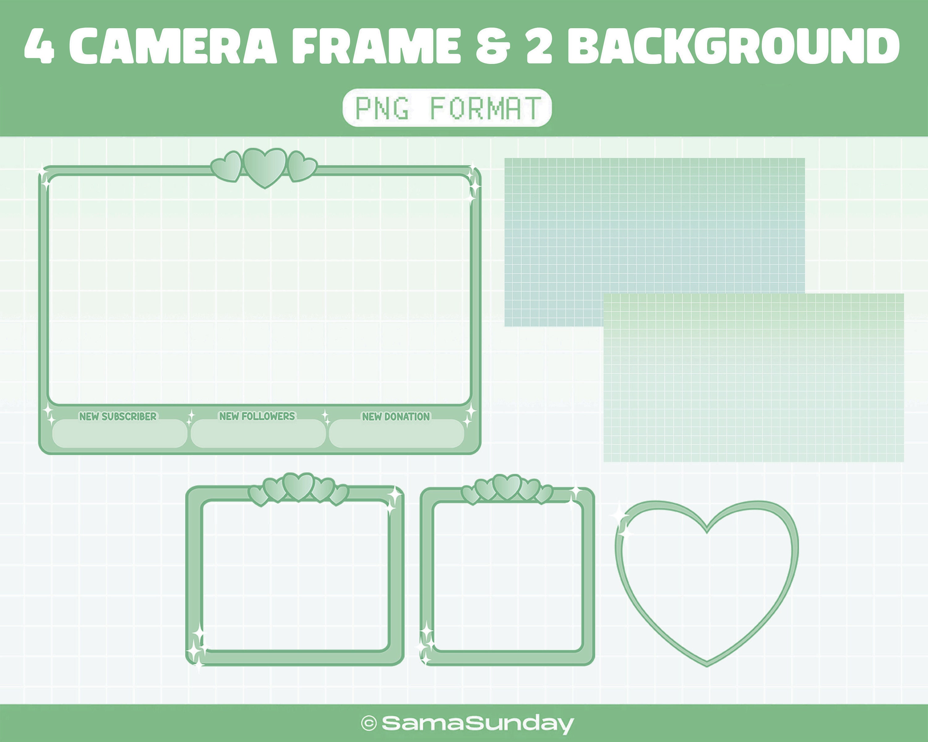 Green Love Cute Aesthetics Stream Overlay Package Twitch, Twitch Stream ...