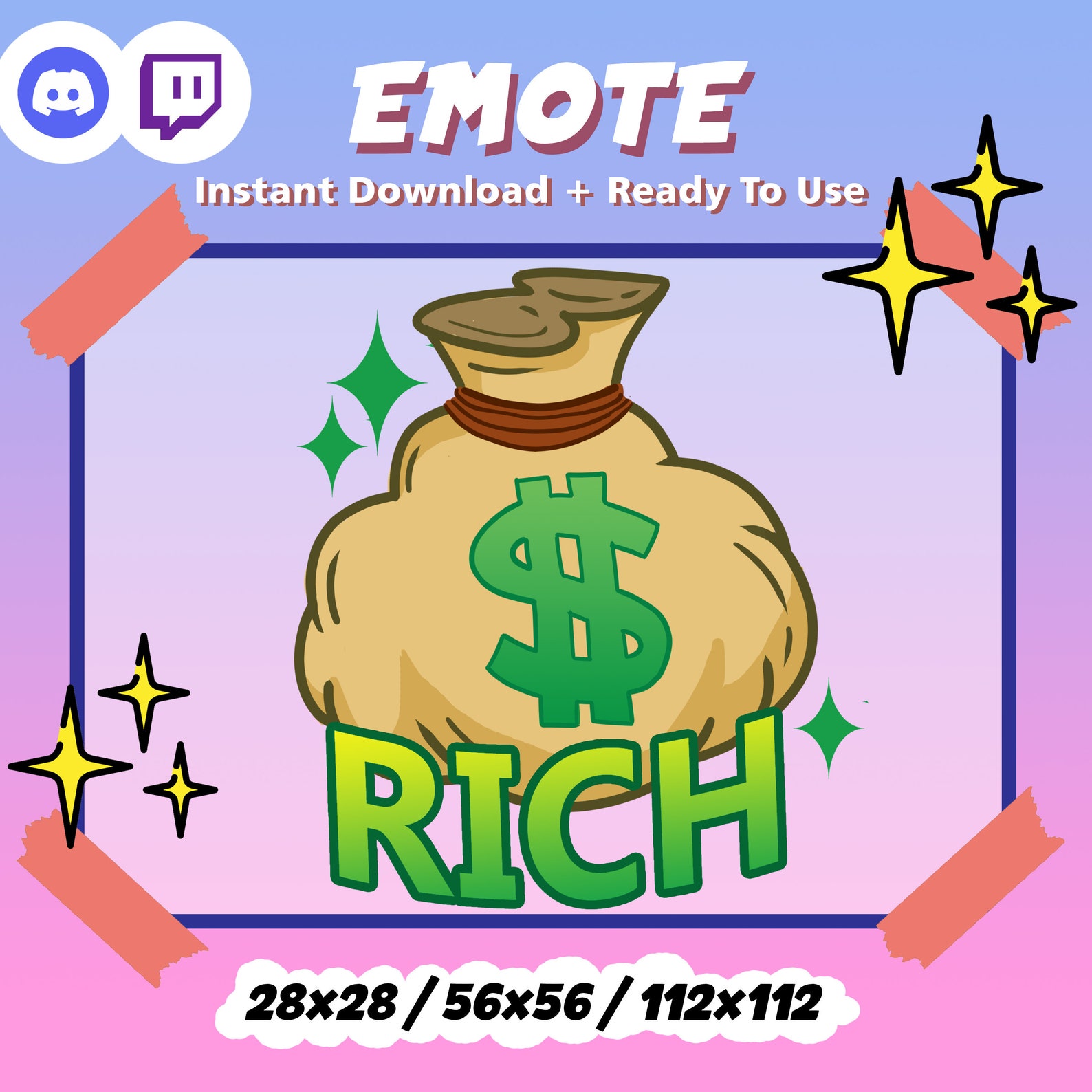 RICH MONEY Emote Twitch Emote Discord Emote | Etsy