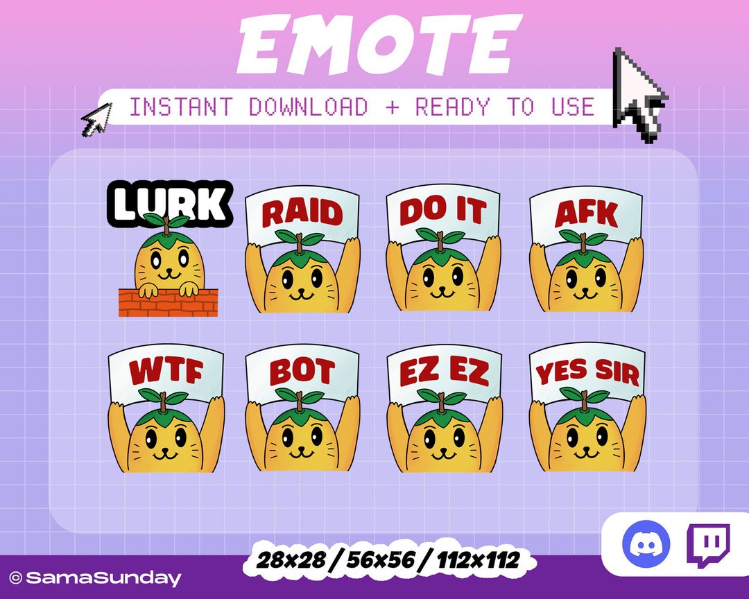 8 Cute Emote Little Plant With Text, Twitch Emote Pack, Streamer Emote ...