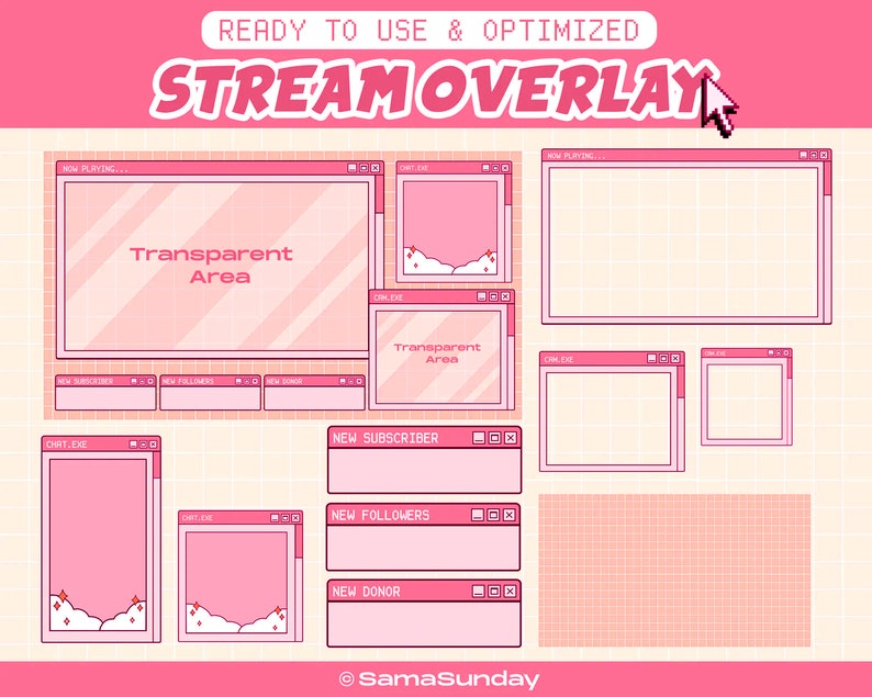 Stream Overlay Package Twitch, Twitch Stream Package, Pinky Rose Pastel ...