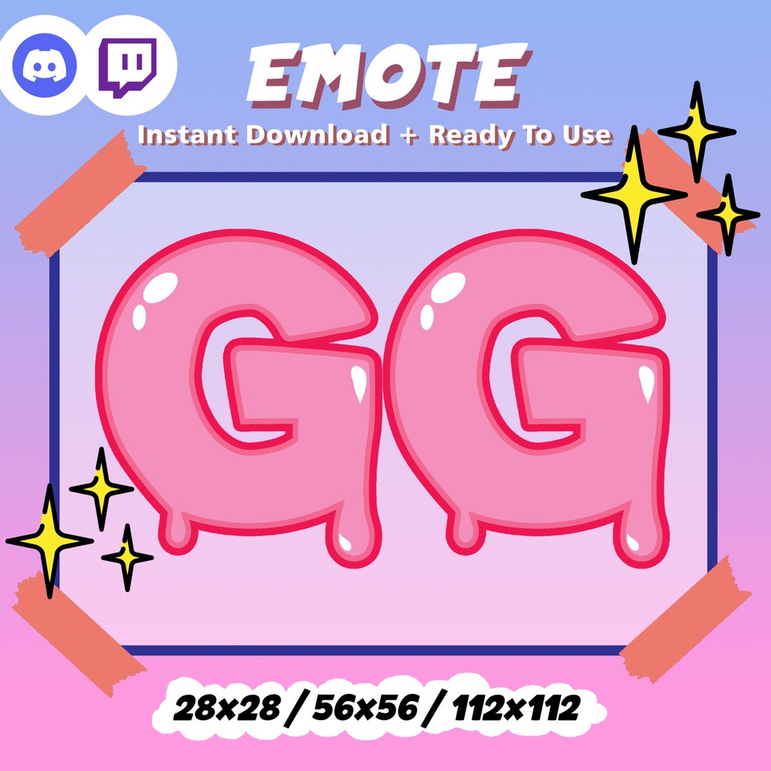 GG Twitch Emote, Pink Twitch Emote, Discord Emote, Youtube Emote, - Etsy
