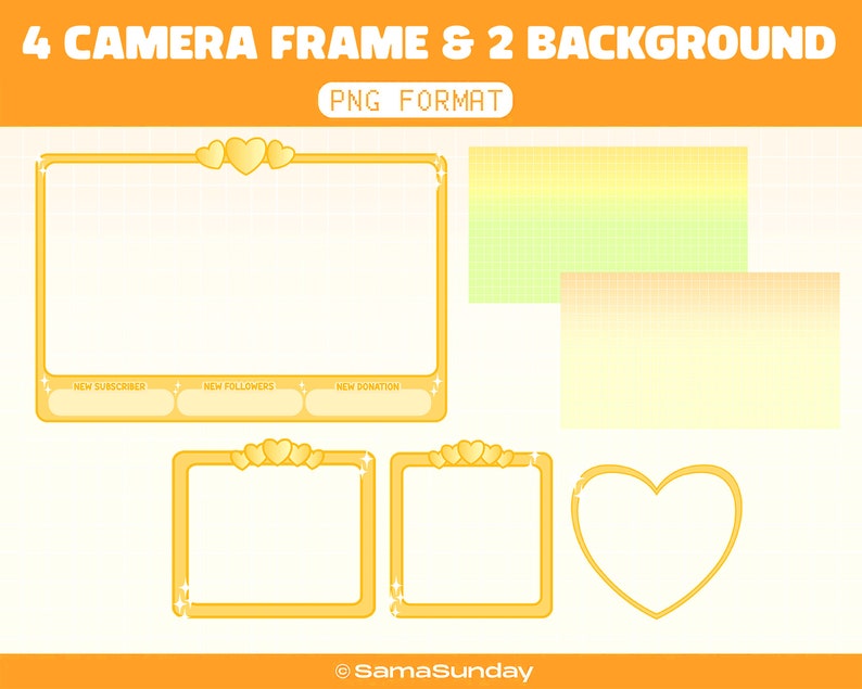 Yellow Love Cute Aesthetics Stream Overlay Package Twitch, Twitch ...