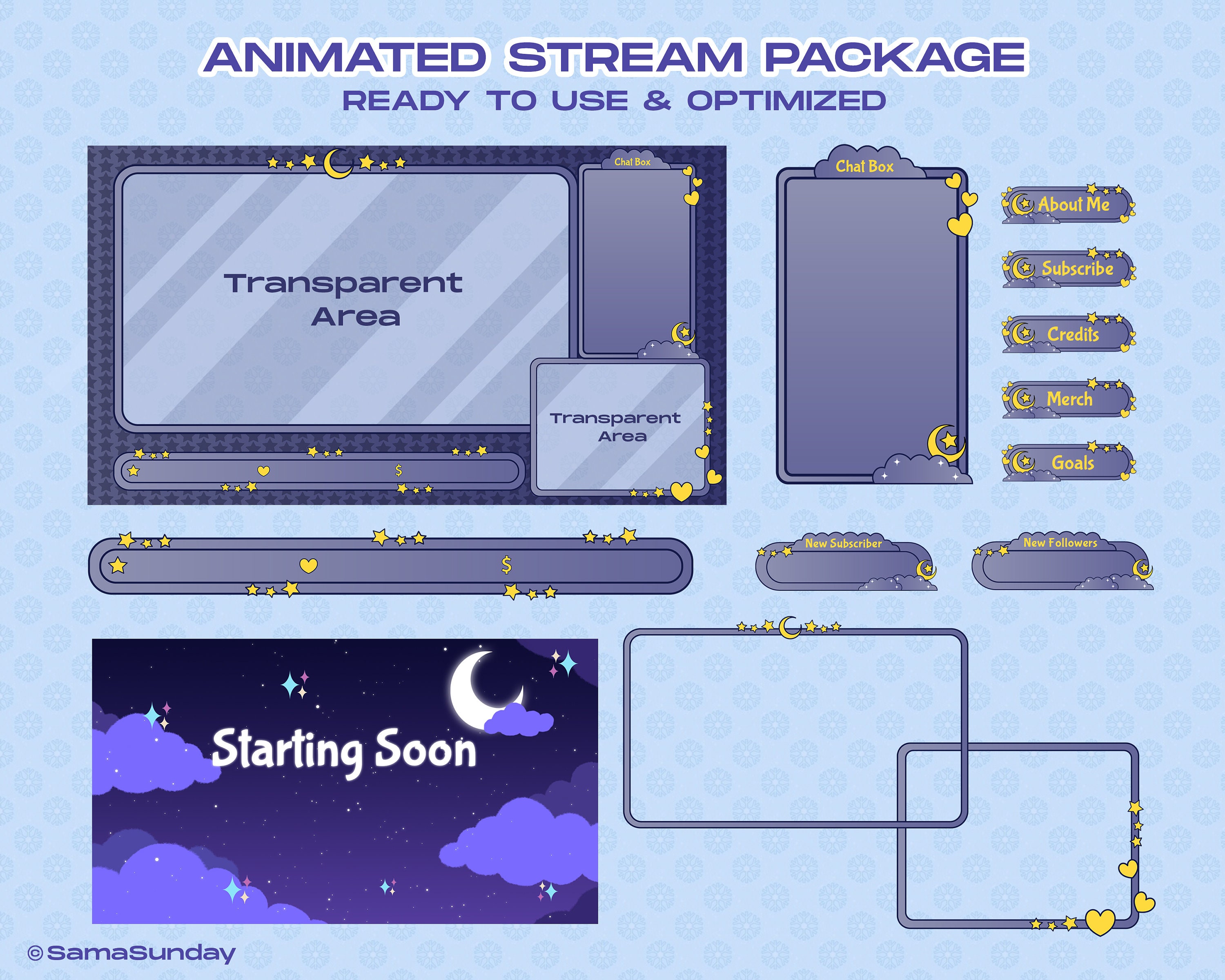 Animated Moon and Star Stream Overlay Package for Twitch, Twitch Stream ...