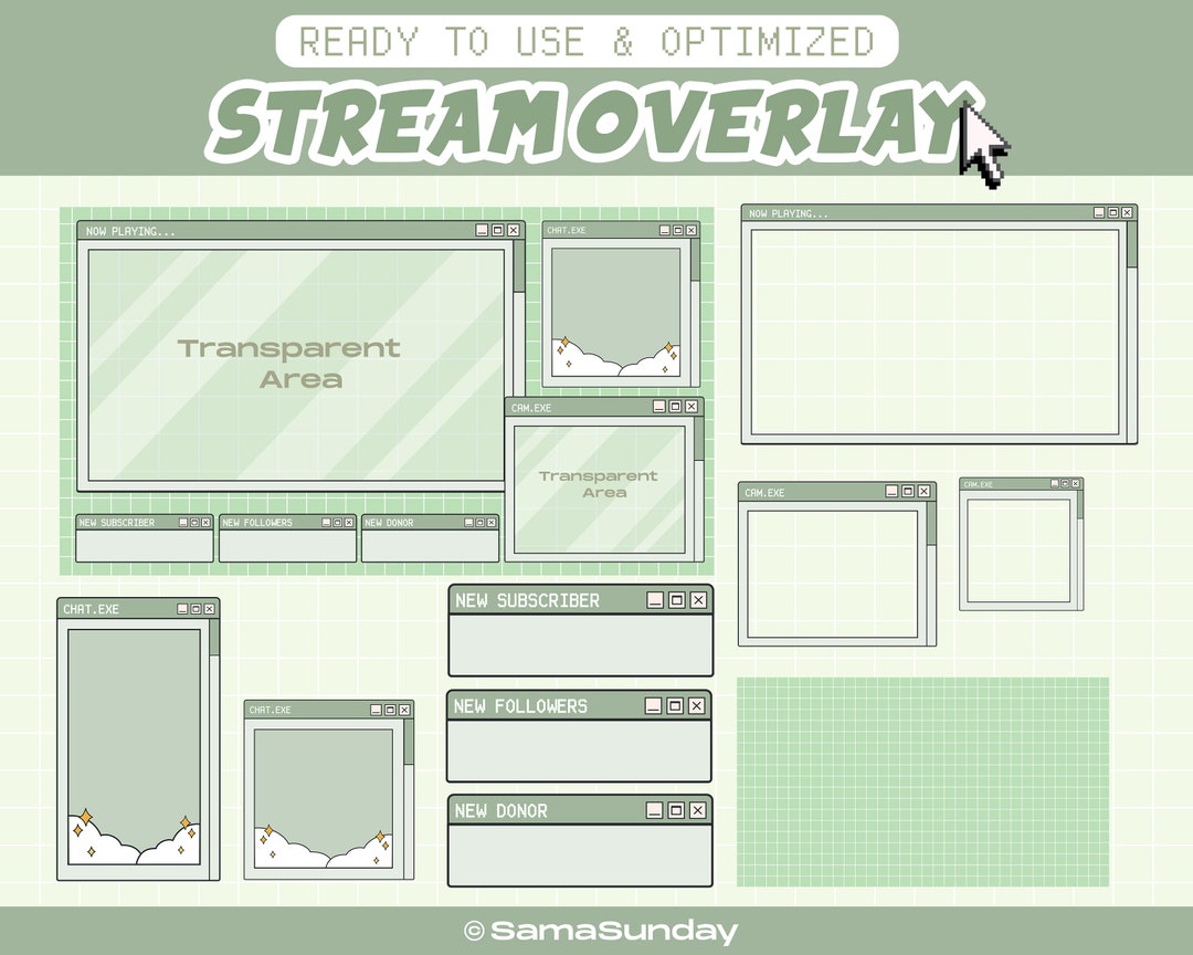 Stream Overlay Package Twitch, Twitch Stream Package, Green Pastel ...