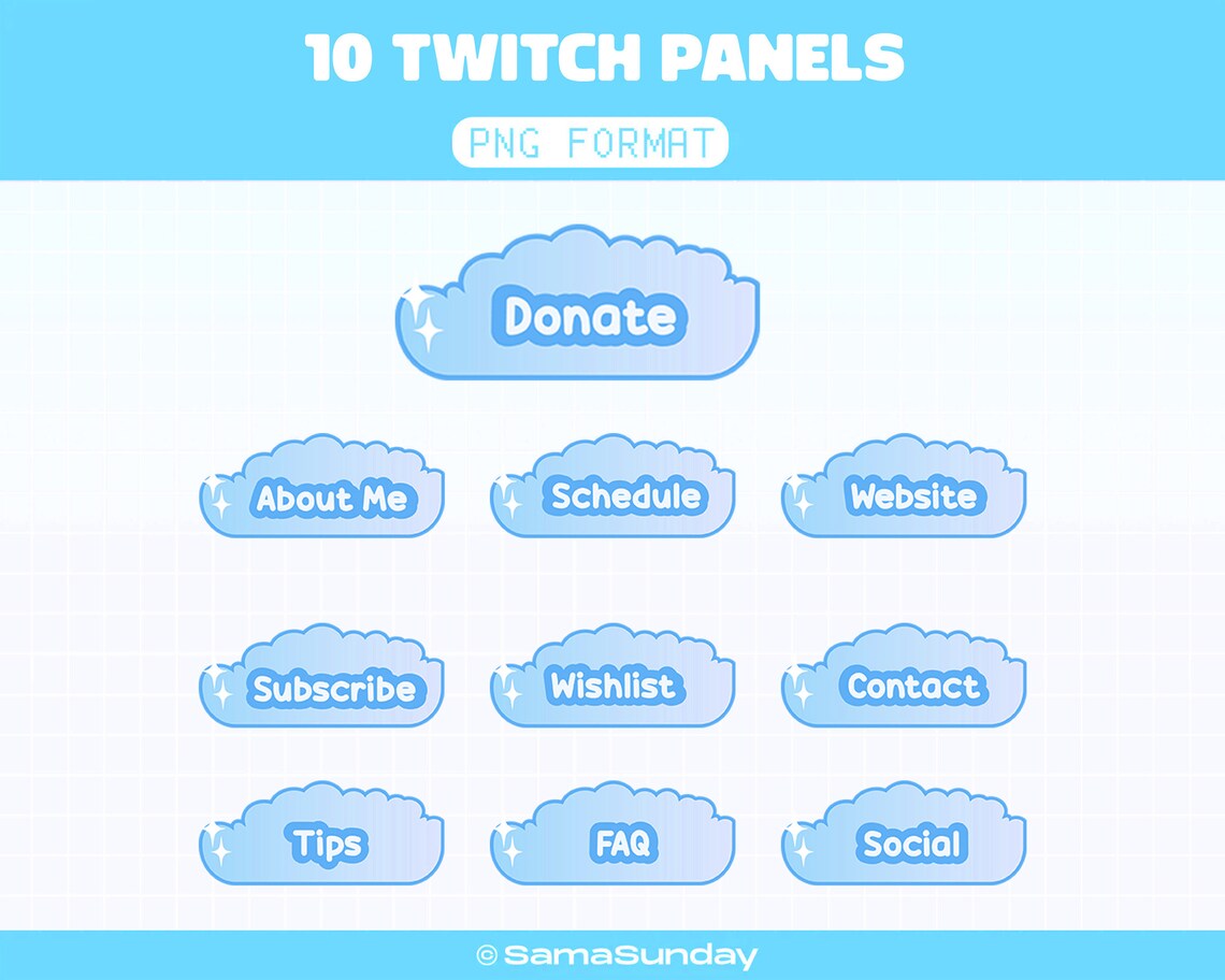 Blue Sky Pastel Love Stream Overlay Package Twitch, Twitch Stream ...