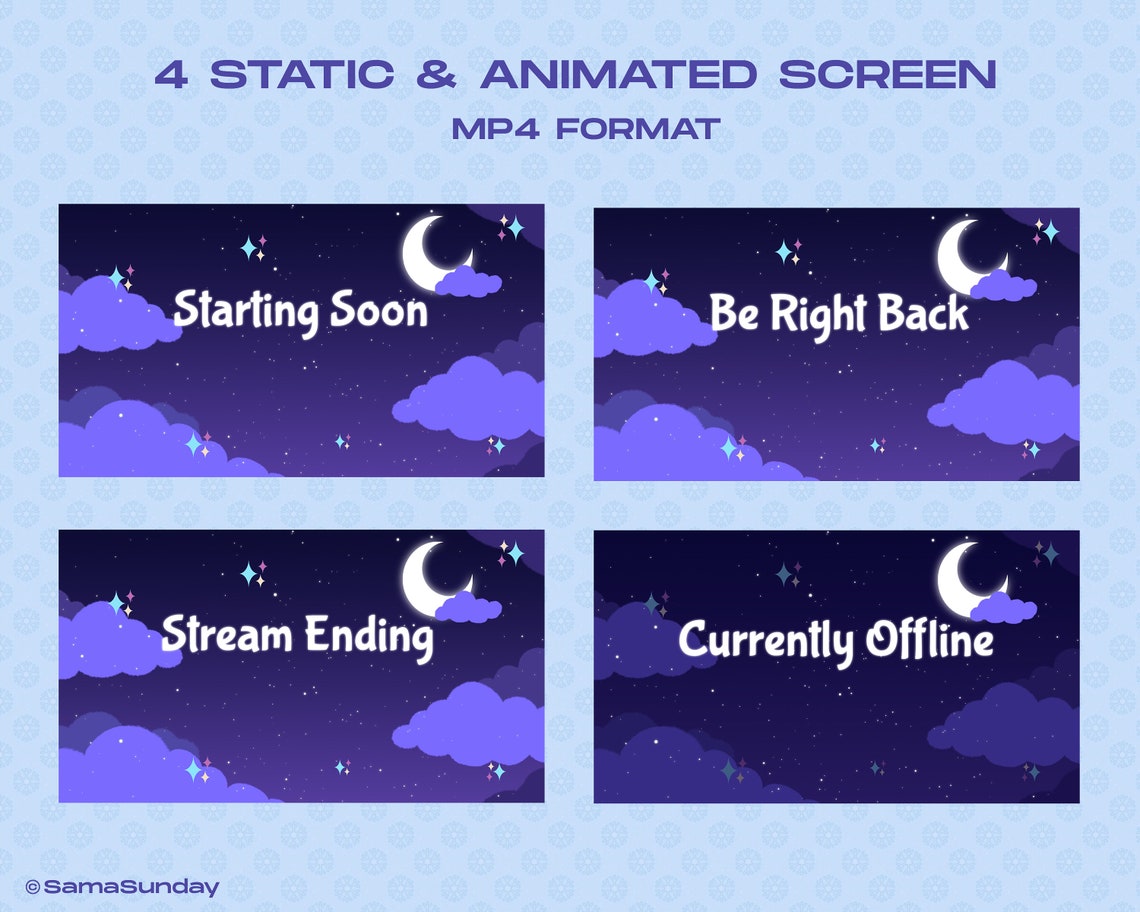 Animated Moon and Star Stream Overlay Package for Twitch, Twitch Stream ...