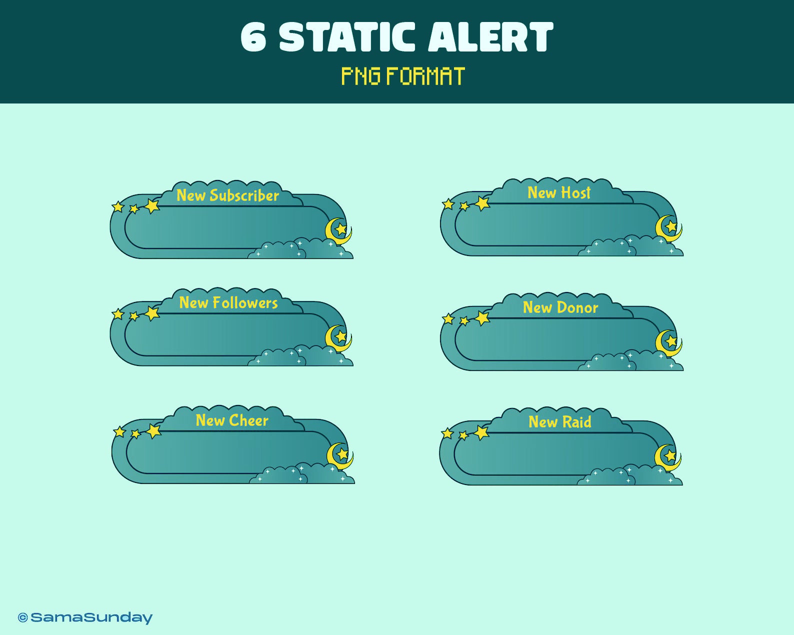 Stream Overlay Package Twitch, Green Moon and Star Stream Overlay ...