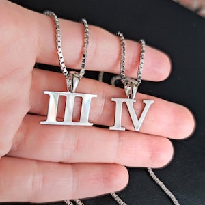 Personalized Sterling Silver Roman Numeral Date Pendant Necklace - Etsy