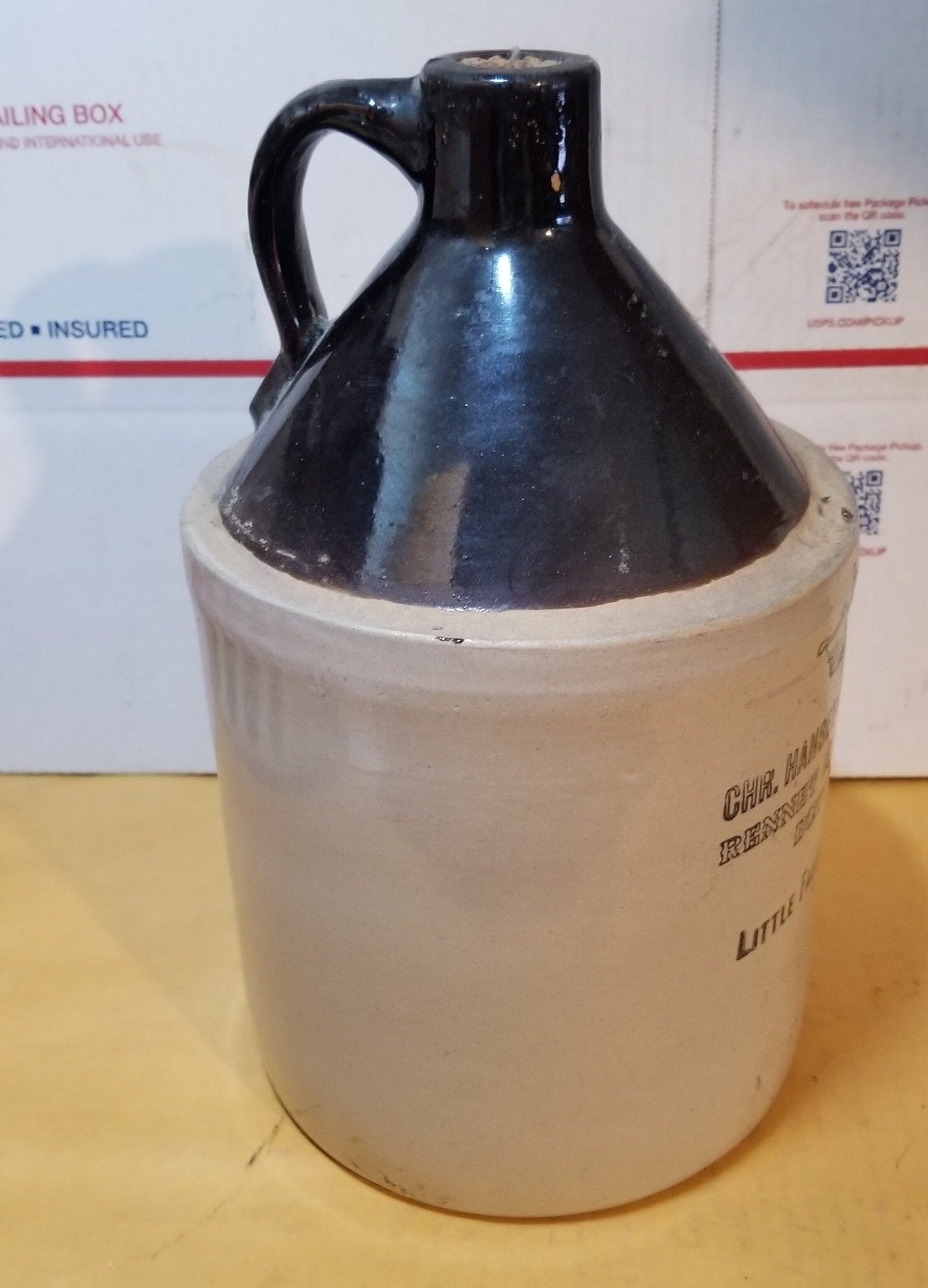 Hansen's Laboratory 1-gallon Stoneware Advertising Jug Little Falls NY ...
