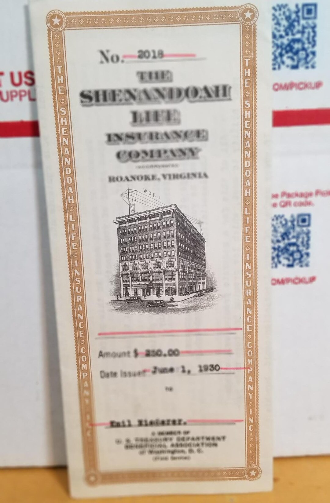 Original 1930 Shenandoah Life Insurance Company Policy - Etsy
