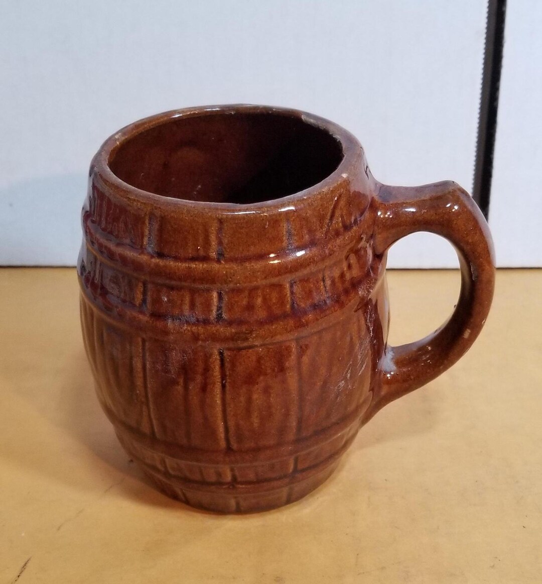 Mccoy Pottery Stoneware Brown Barrel Mug Circle Shield 4 Mark 1920s - Etsy