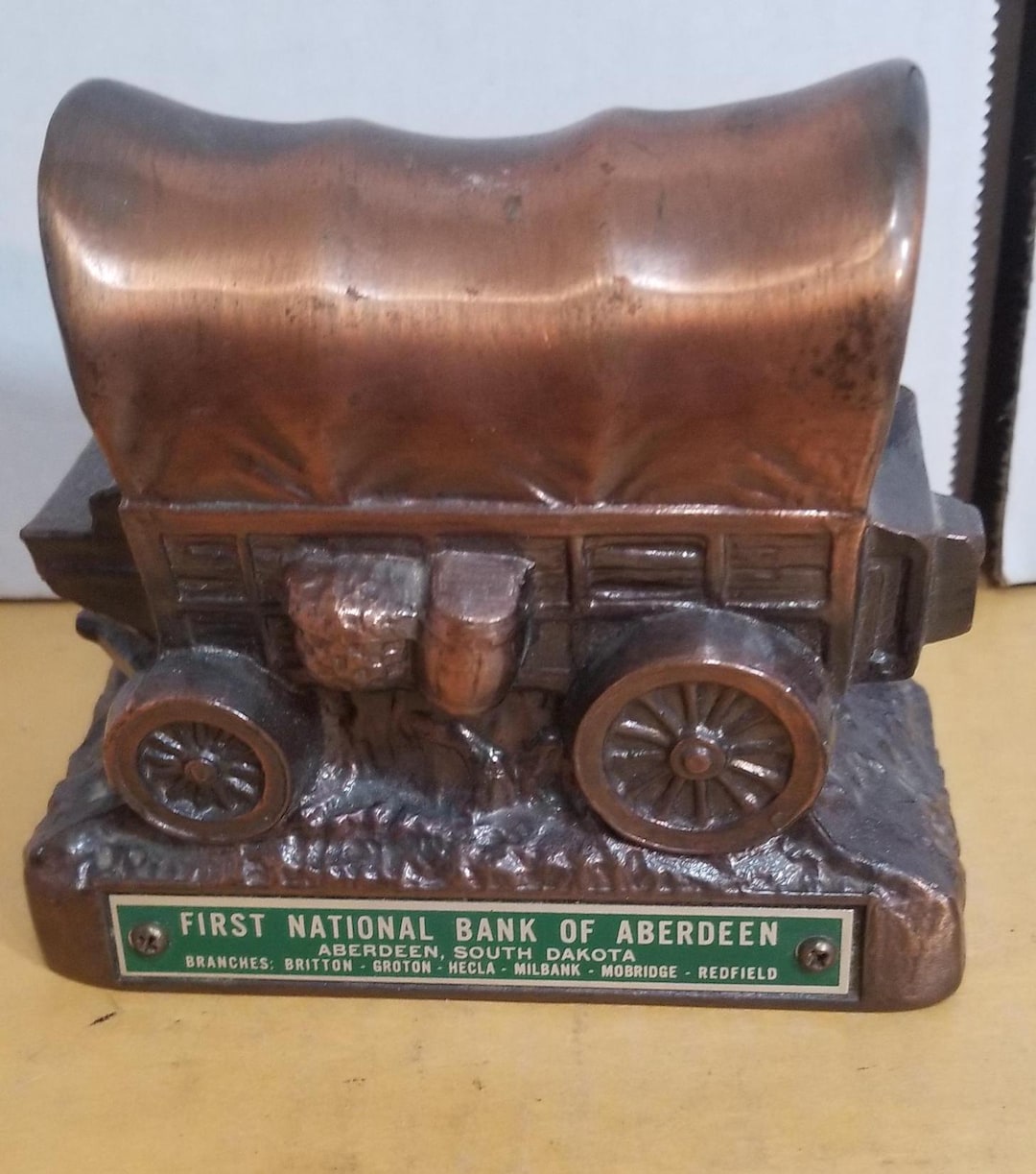 Vintage Copper Cover Wagon Coin Bank From First National Bank of ...