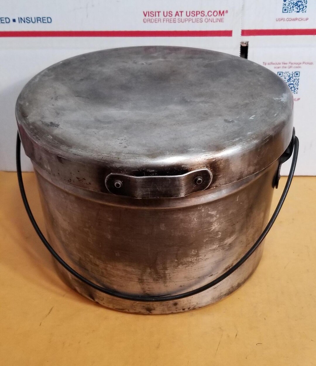 Vintage Miner's Tin Lunch Pail With Two Tin Pails and Four Aluminum ...