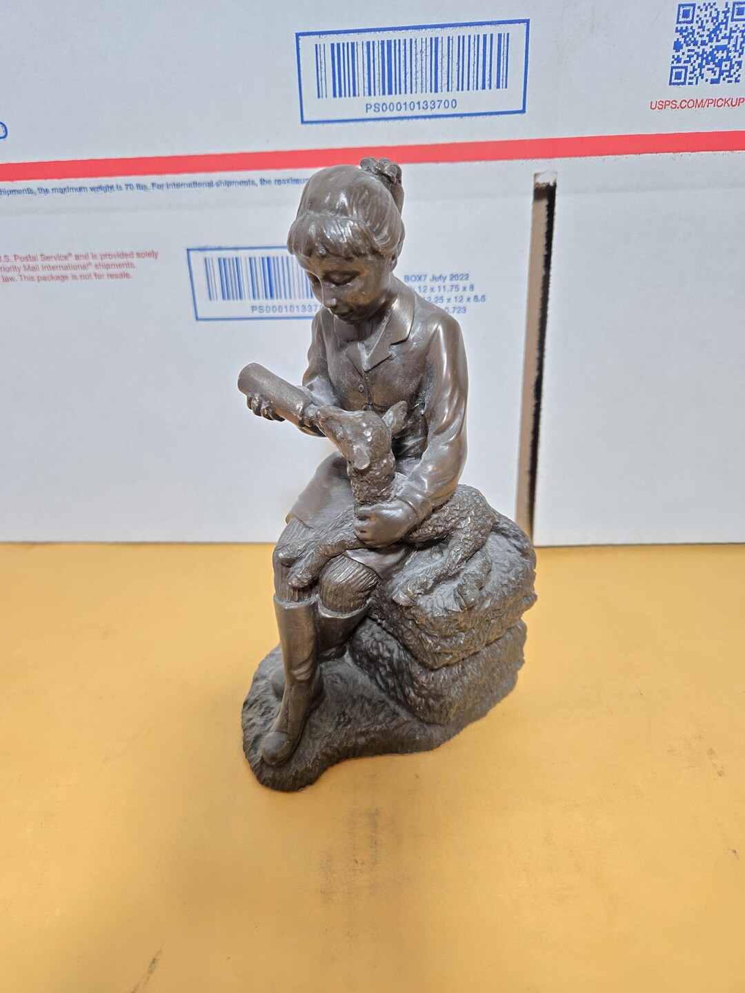 Genesis Bronze Sculpture Seated Girl Bottle Feeding a Lamb Mullingar ...