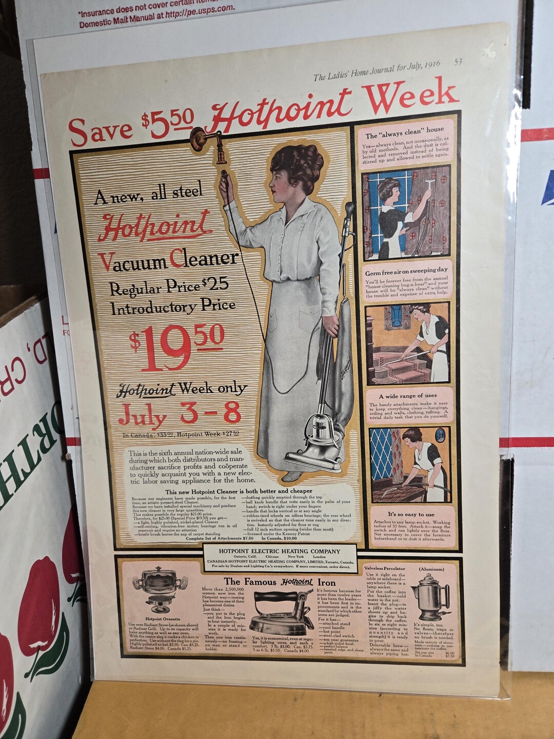 Hotpoint Vacuum Cleaner Magazine Advertisement Ladies Home Journal July ...