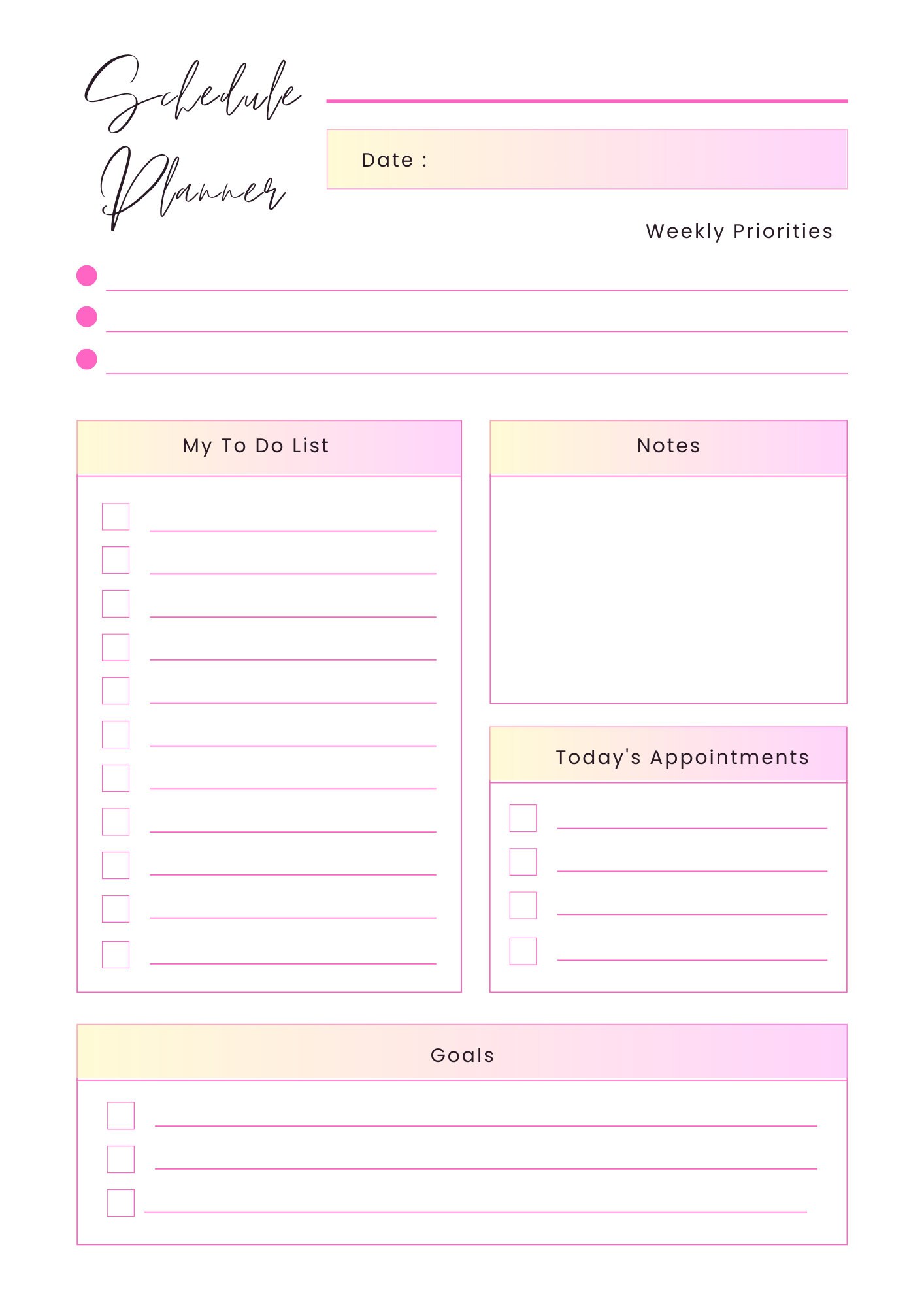 Printable Schedule Planner | Daily Schedule Journal | Instant Download ...