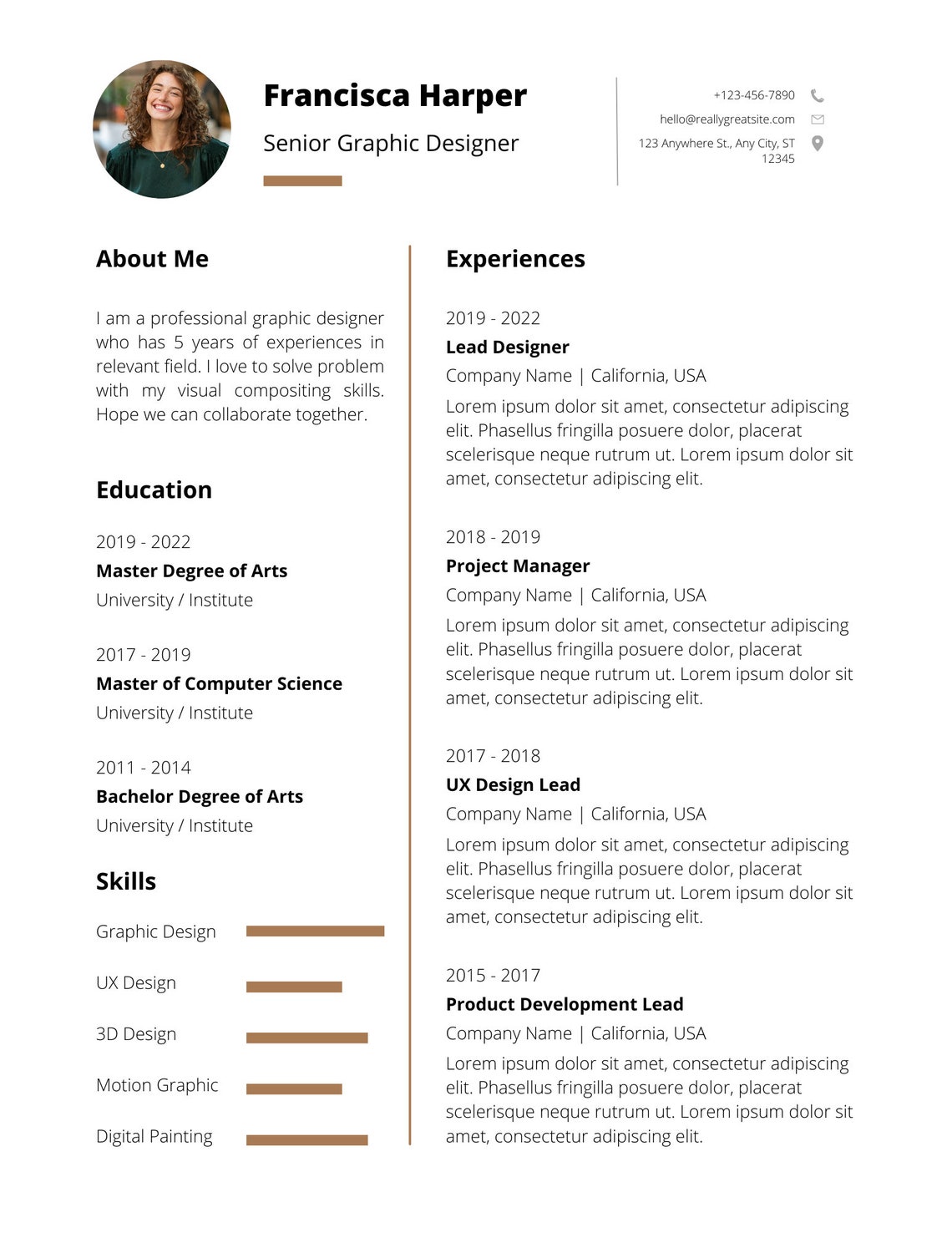 Resume Template | Digital Editable Resume | Canva Template ...