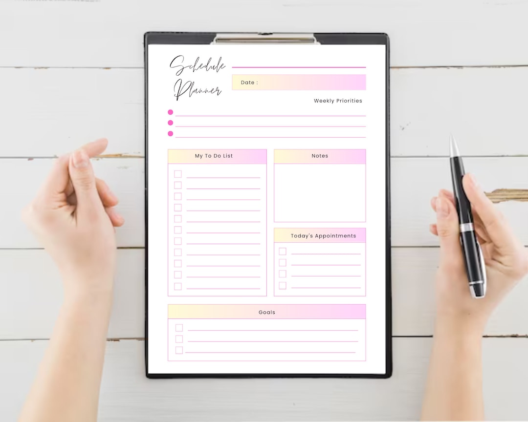Printable Schedule Planner | Daily Schedule Journal | Instant Download ...