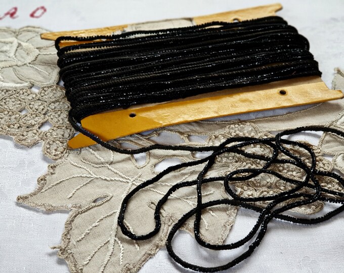 Old Braid Cord Ribbon Lace Trimmings Jet Pearls 19th Century Sold by ...