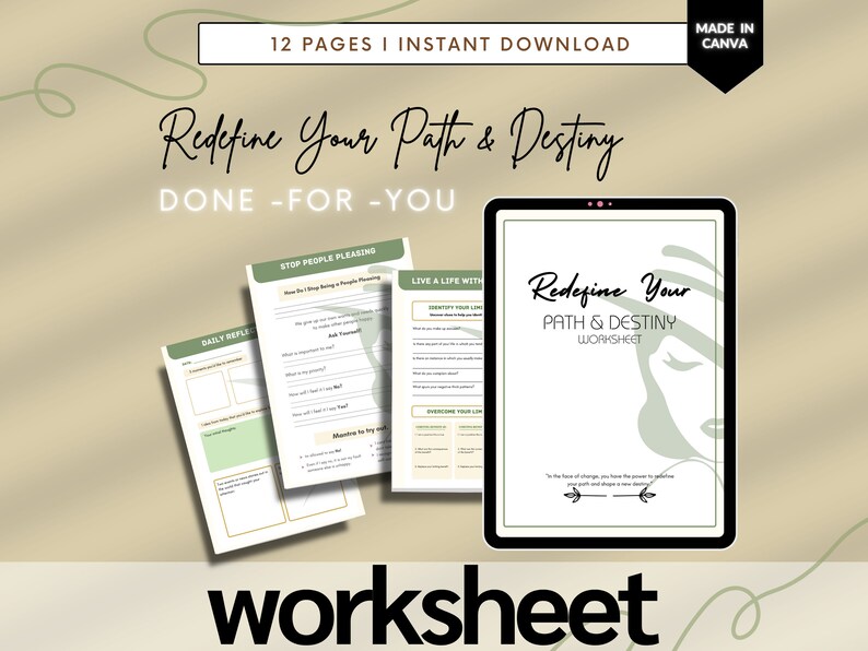 Done for You Redefine Your Path and Destiny Worksheet - Etsy