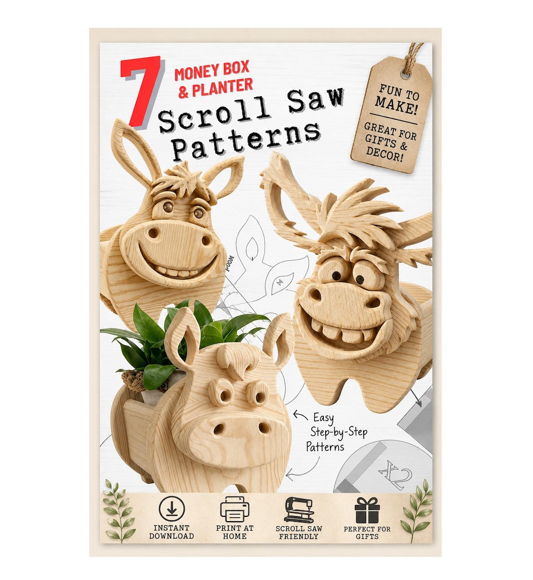 7 Wooden Donkey Scroll Saw Patterns: Diy Woodworking Plans (PDF, SVG ...