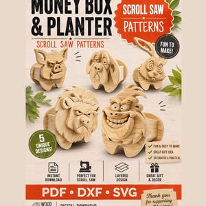Animal Planter Box Scroll Saw Patterns: Diy Woodworking Plans (PDF, SVG ...